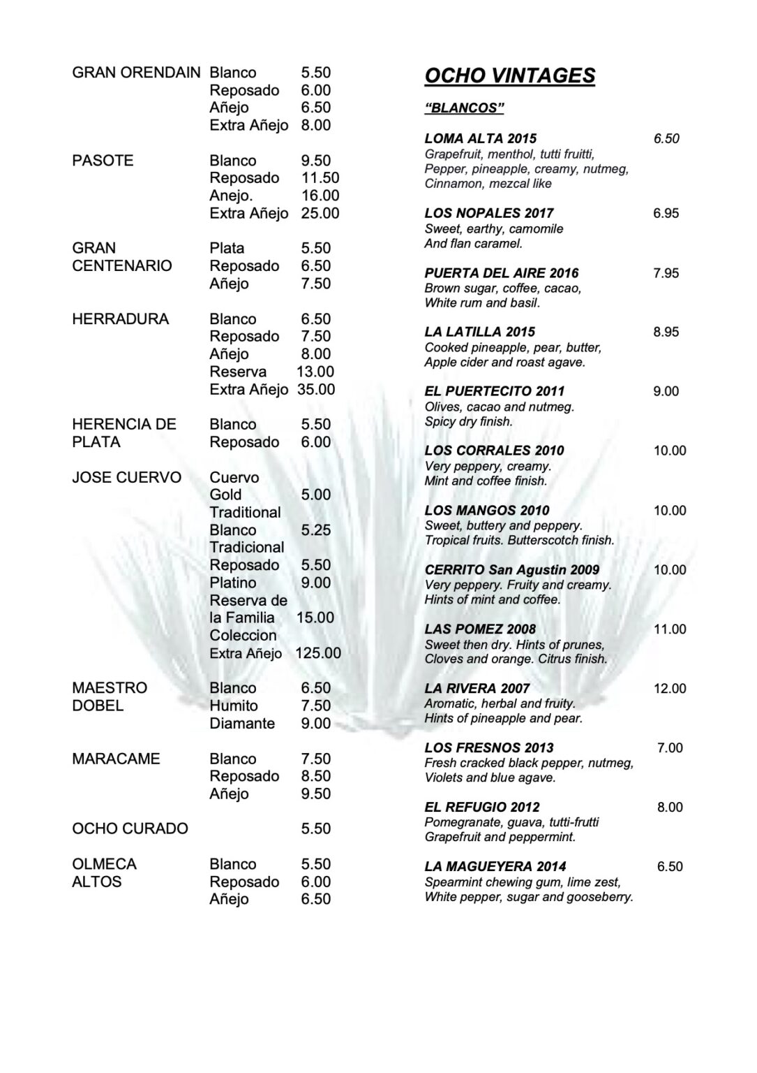Mexican Restaurant Menus | Café Pacifico | Covent Garden