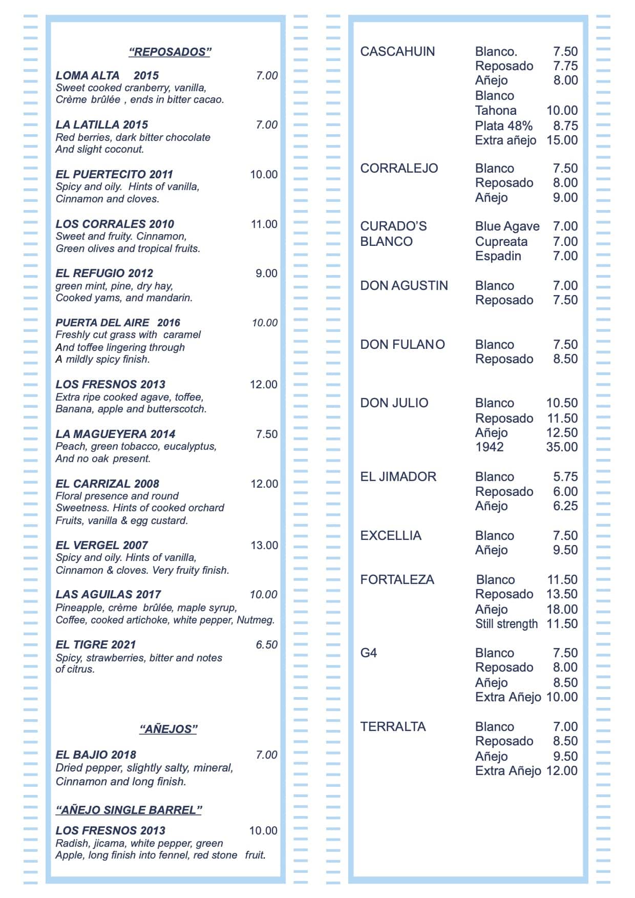 Mexican Restaurant Menus | Café Pacifico | Covent Garden