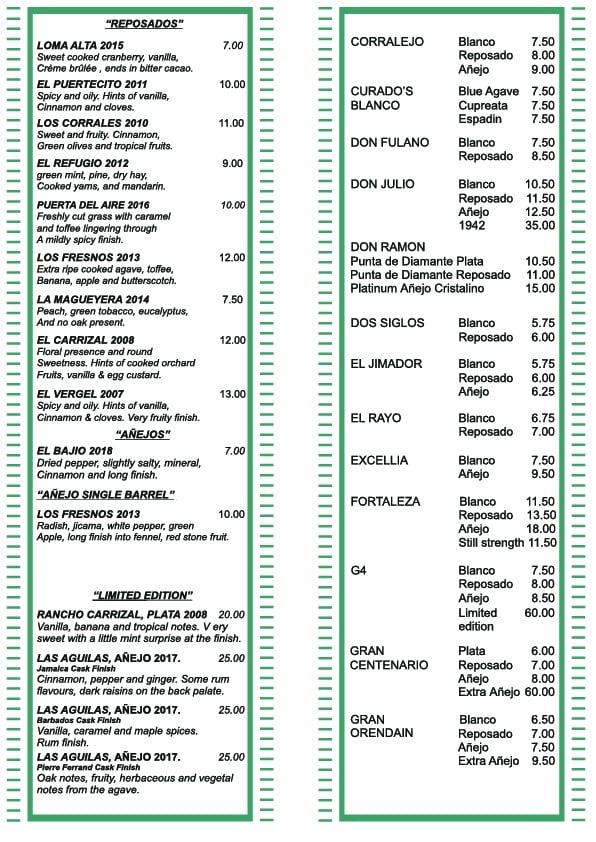 Mexican Restaurant Menus | Café Pacifico | Covent Garden